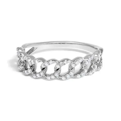 HAUS OF BRILLIANCE 925 Sterling 1/4 Ctw Diamond Link Band Ring - Silver