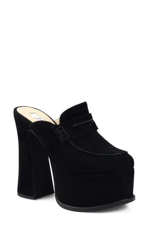 ZIGI Harlen Platform Penny Loafer Mule - Black Suede