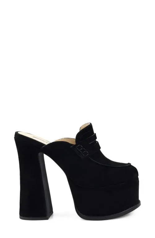 ZIGI Harlen Platform Penny Loafer Mule - Black Suede