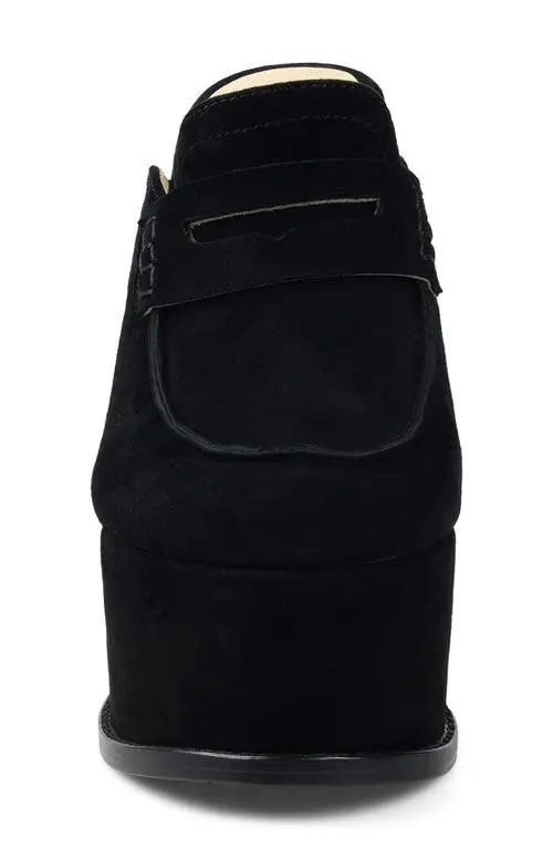 ZIGI Harlen Platform Penny Loafer Mule - Black Suede