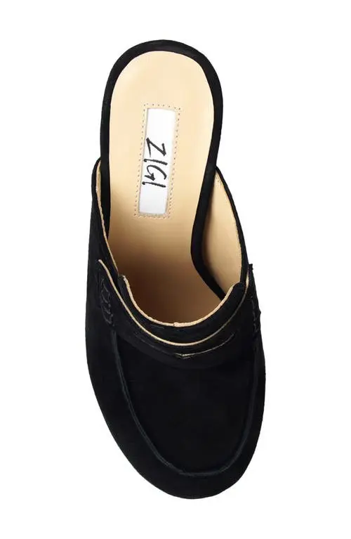 ZIGI Harlen Platform Penny Loafer Mule - Black Suede