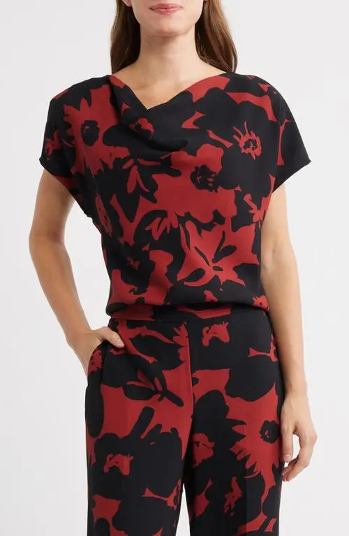 Anne Klein Floral Cowl Neck Top