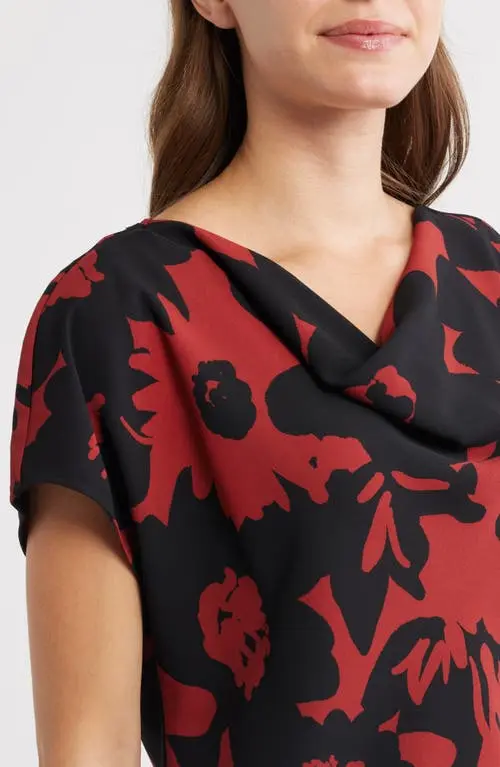 Anne Klein Floral Cowl Neck Top