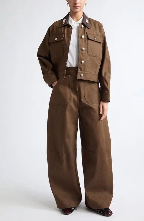 Simone Rocha Utility Curve Wide Leg Jeans - Tan