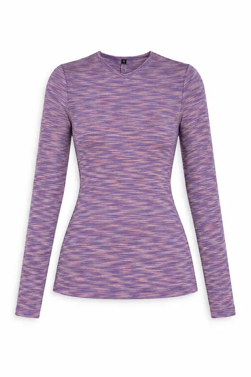 24/7 V-neck Long Sleeve Tee - Rose