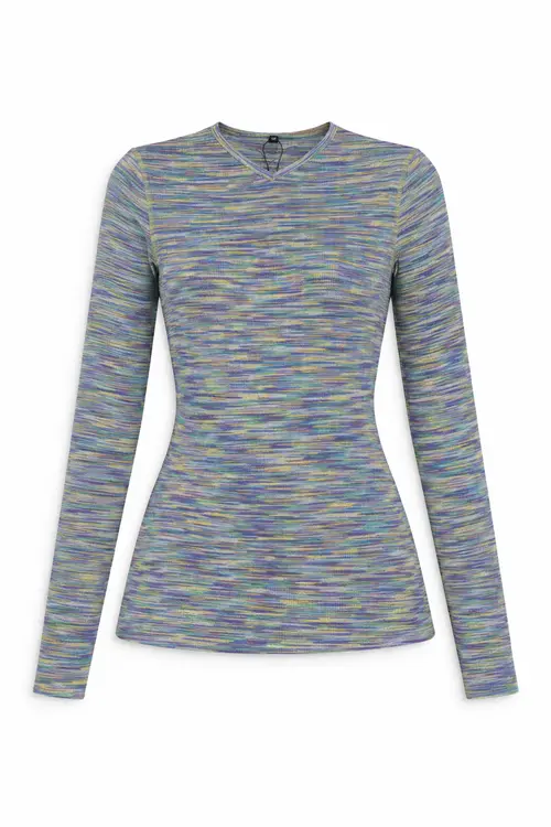 24/7 V-neck Long Sleeve Tee - Yellow