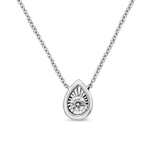 HAUS OF BRILLIANCE 10k White Gold 1/10 Ctw Miracle Set Round-cut Diamond Mixed Shape - Pear Shape