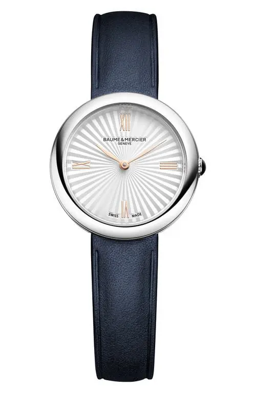 Baume & Mercier Joia De Leather Strap Watch - Silver