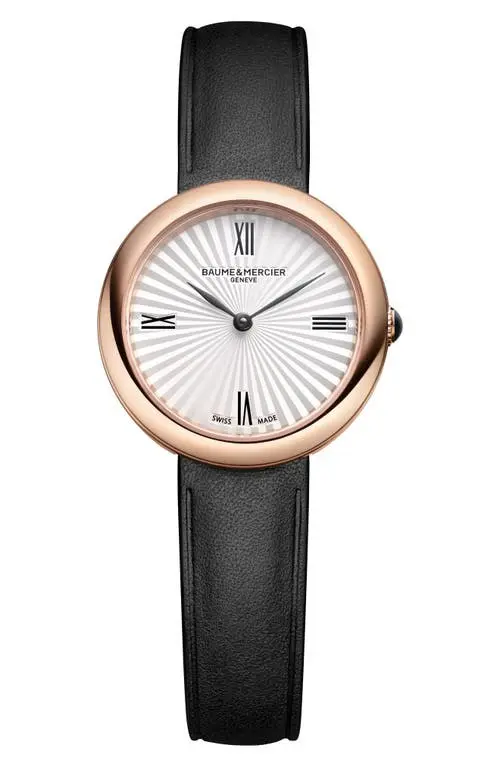 Baume & Mercier Joia" Leather Strap Watch - Silver