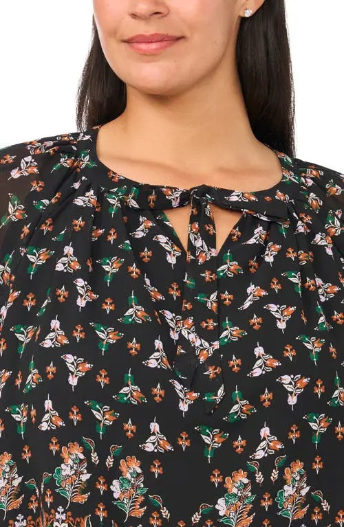 CECE DUPRAZ Tie Neck Puffed Raglan Sleeve Top