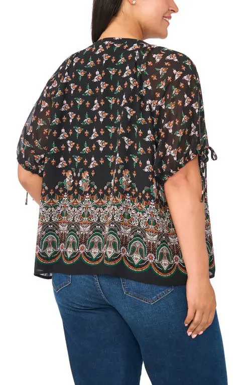 CECE DUPRAZ Tie Neck Puffed Raglan Sleeve Blouse