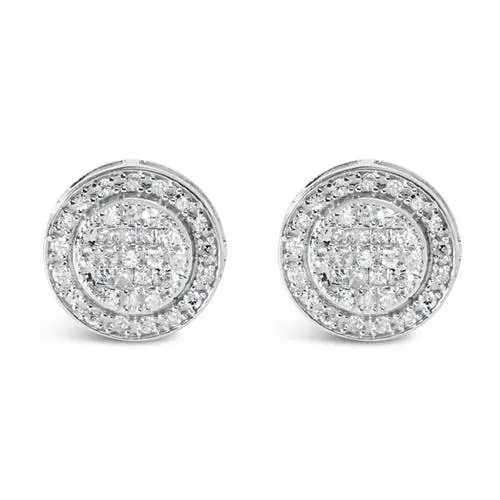 HAUS OF BRILLIANCE 3/4 Cttw Diamond Composite And Halo Stud Earrings - Silver