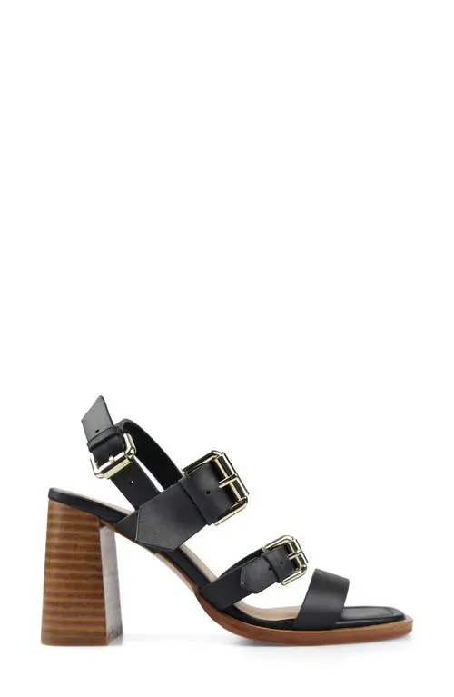 ARTISAN CRAFTED BY ZIGI Billey Slingback Sandal With Stacked Heel - Black Leather