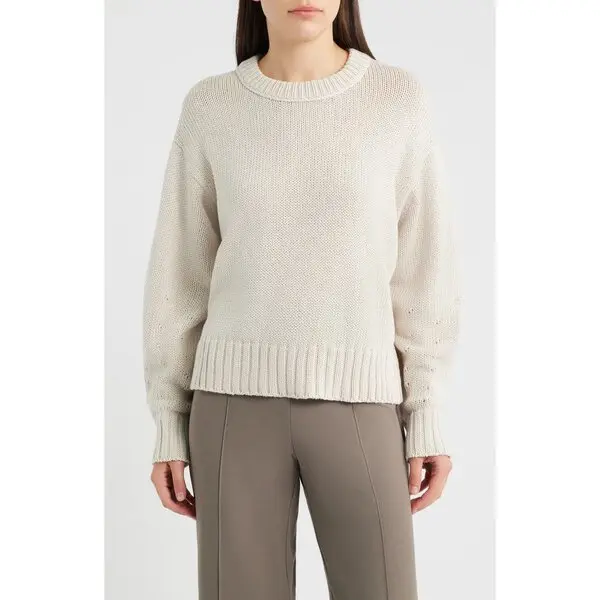 Eileen Fisher Organic Cotton Crewneck Sweater - Pale Stripe