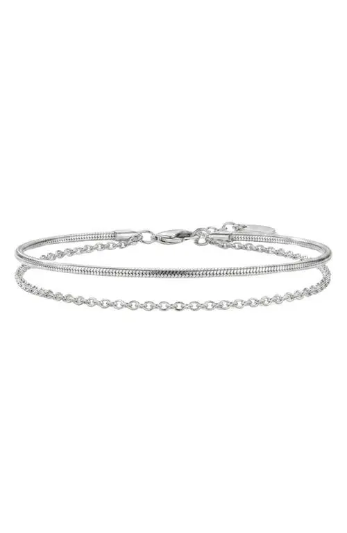 Argento Vivo Layered Cable And Snake Chain Anklet