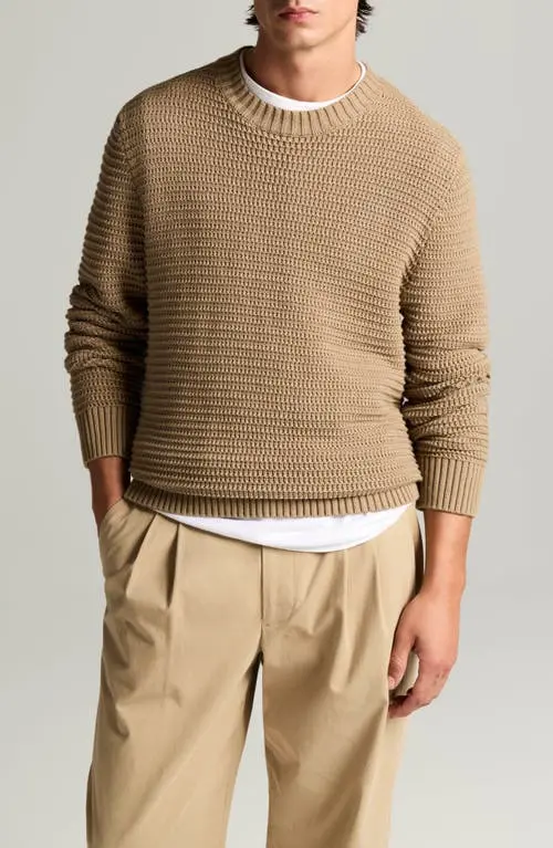 Vince Crafted Textured Cotton & Cashmere Crewneck Sweater
