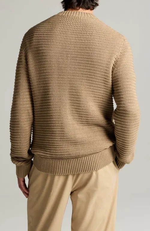 Vince Crafted Textured Cotton & Cashmere Crewneck Sweater