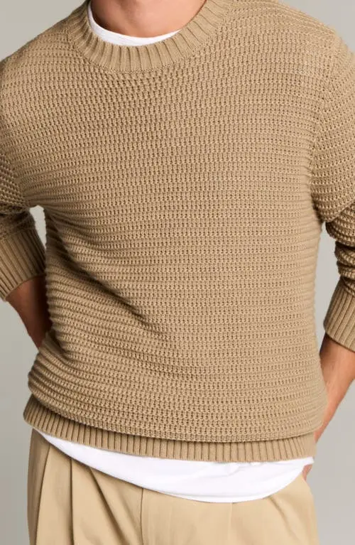 Vince Crafted Textured Cotton & Cashmere Crewneck Sweater