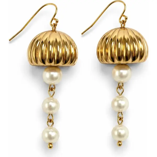 LA MENO Faux Pearl Lantern Drop Earrings