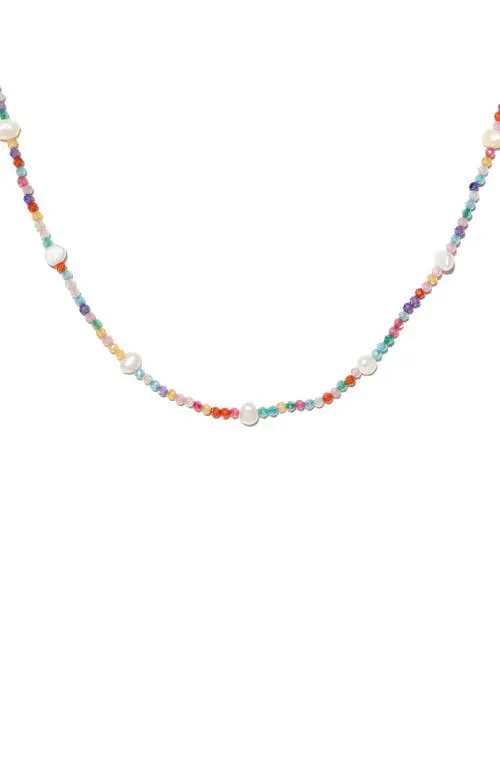 GIRLS CREW Rainbow Imitation Pearl Beaded Layered Necklace - Gold