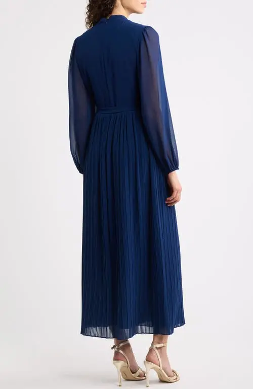 Elie Tahari Adira Long Sleeve Maxi Dress With Belted Waist