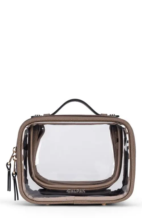 CALPAK Small Clear Cosmetics Case - Mocha