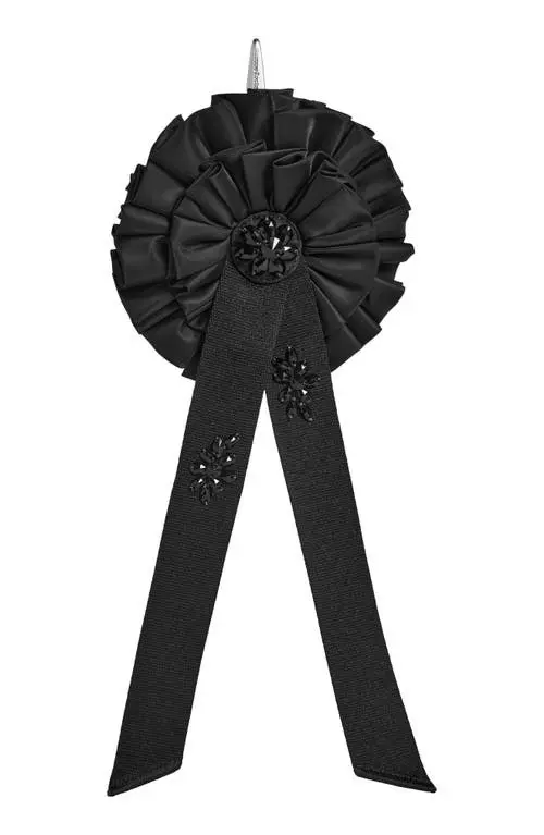 Simone Rocha Crystal Embellished Ribbon Rosette Coin Purse Bag Charm - Black/jet