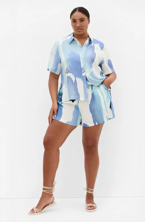 City Chic Printed Wide-leg Shorts