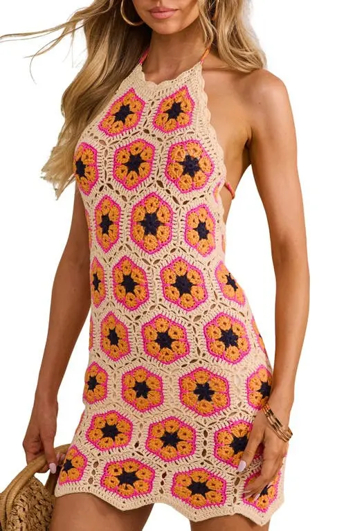 VICI Jamie Floral Crochet Mini Dress