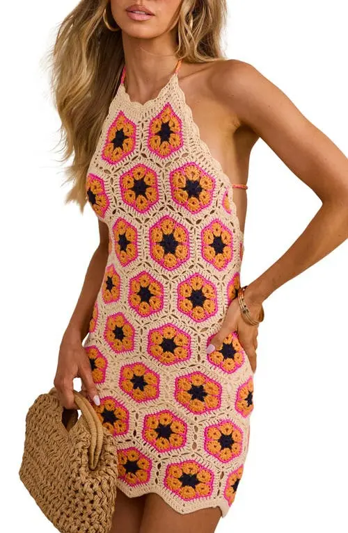 VICI Jamie Floral Crochet Mini Dress