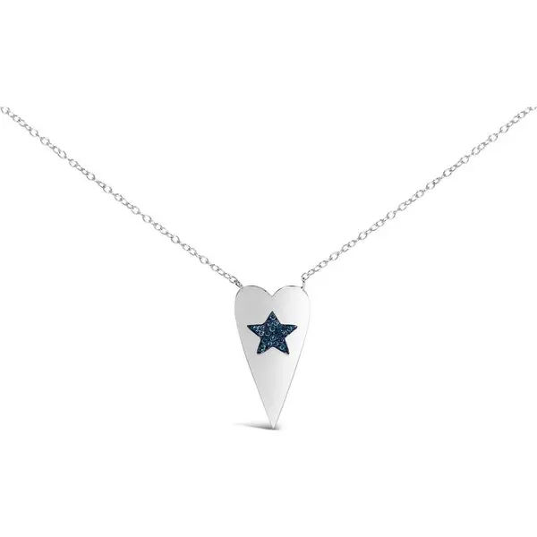 HAUS OF BRILLIANCE Sterling Blue Diamond Star Heart Pendant Necklace - Silver
