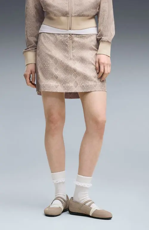 PUMA Aop T7 Snake Print Mid Rise Skirt - Mouse Gray