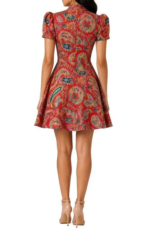 HOLICHIC Nour Print Puff Sleeve Silk Minidress