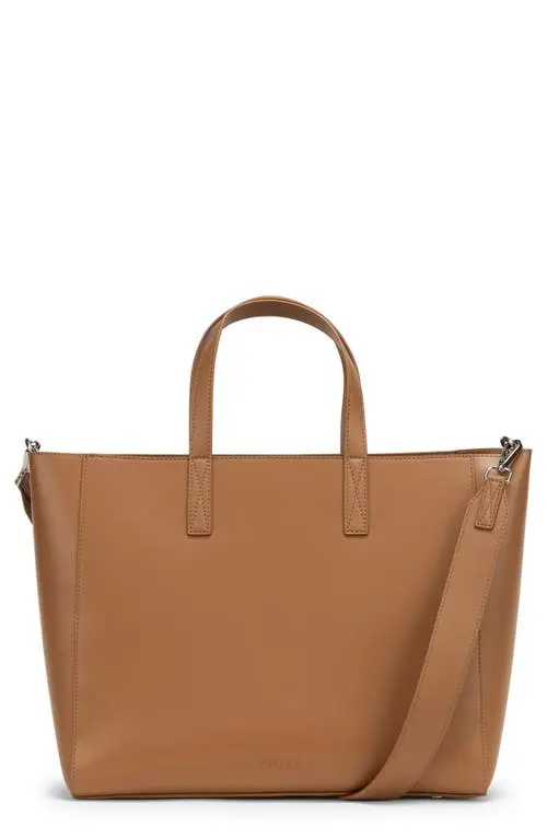 CALPAK Haven Faux Leather Laptop Tote - Toffee