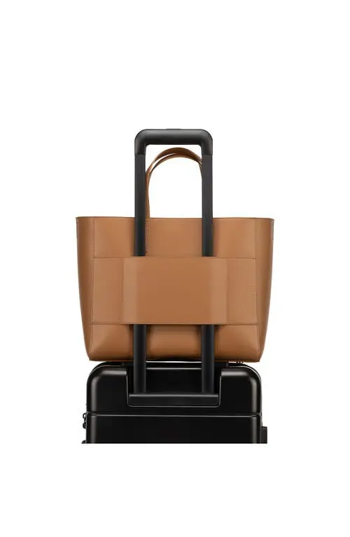 CALPAK Haven Faux Leather Laptop Tote - Toffee