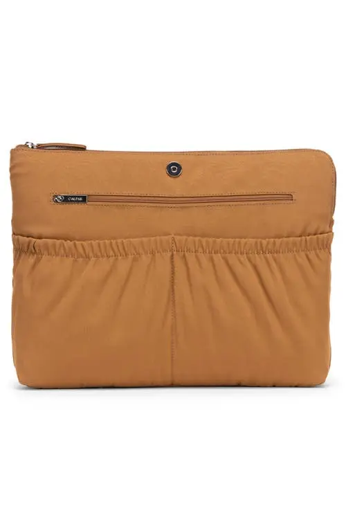 CALPAK Haven Faux Leather Laptop Tote - Toffee