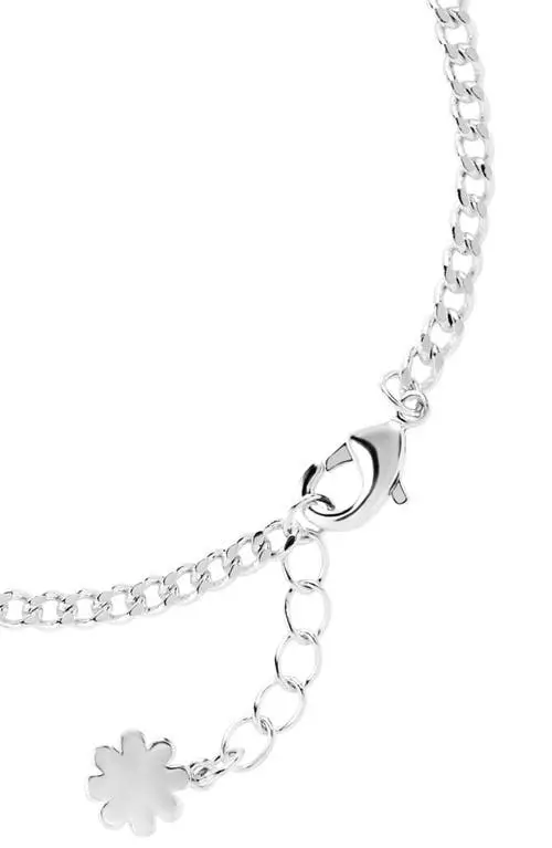 ATHRA LUXE Imitation Pearl And Pavé Cubic Zirconia Cross Charm Bracelet - Silver