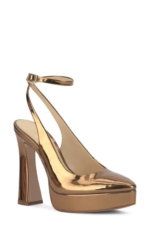 Jessica Simpson Nelica Ankle Strap Platform Pointed Toe Pump - Bronze