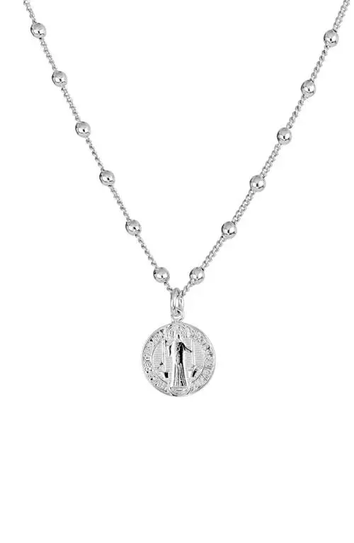 ATHRA LUXE Medallion Pendant Necklace - Silver