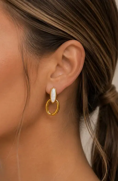 LA MENO Mother-of-pearl Loop Drop Earrings