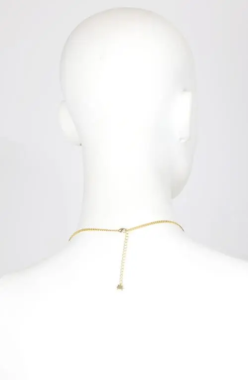 ATHRA LUXE Imitation Pearl Pavé Cross Necklace - Gold