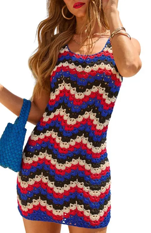 VICI Endless Vacay Semisheer Crochet Minidress