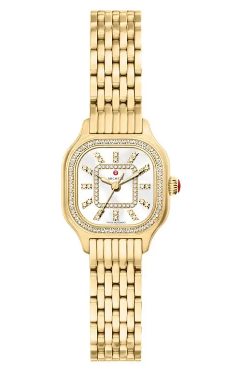 Michele Mini Meggie Mother-of-pearl & Diamond Bracelet Watch - Gold