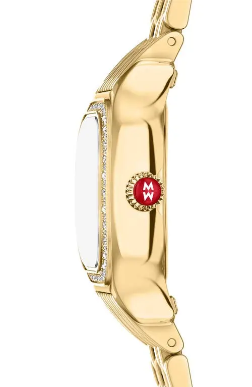 Michele Mini Meggie Mother-of-pearl & Diamond Bracelet Watch - Gold