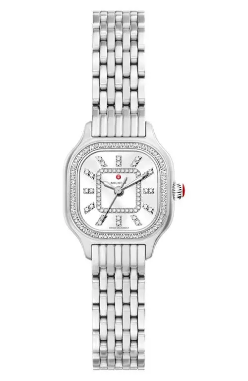 Michele Mini Meggie Mother-of-pearl & Diamond Bracelet Watch - Silver
