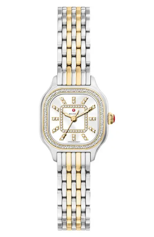 Michele Mini Meggie Mother-of-pearl & Diamond Bracelet Watch - Two Tone