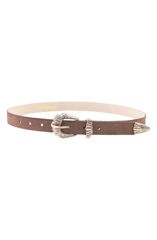 PETIT MOMENTS Margaux Faux Leather Belt With Engraved Buckle - Brown