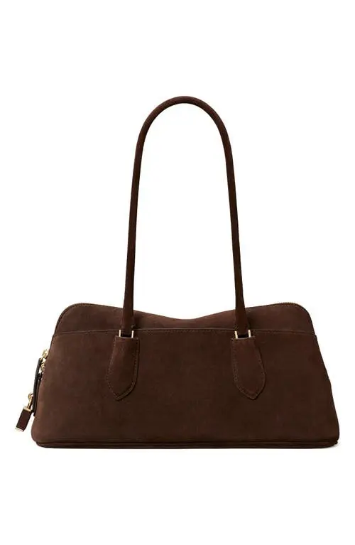 Tory Burch Lock Suede East-west Satchel - Dark Cocoa