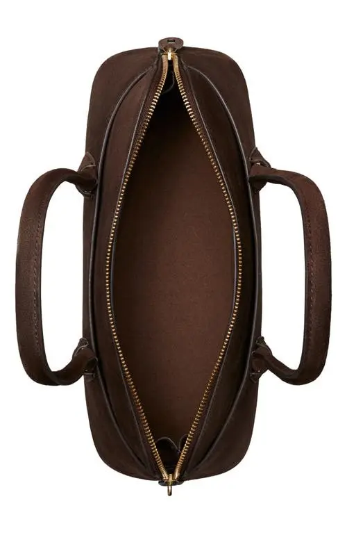 Tory Burch Lock Suede East-west Satchel - Dark Cocoa
