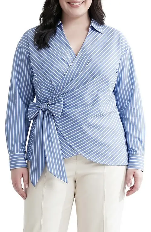 STANDARDS & PRACTICES Striped Wrap Front Shirt